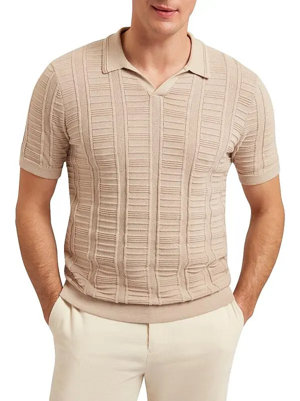 Ted Baker London Ruzza Open Collar Knit Polo - Taupe