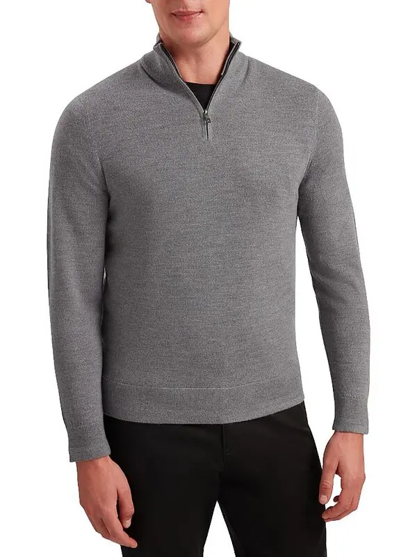 Ted Baker London Merino Quarter Zip Sweater - Charcoal