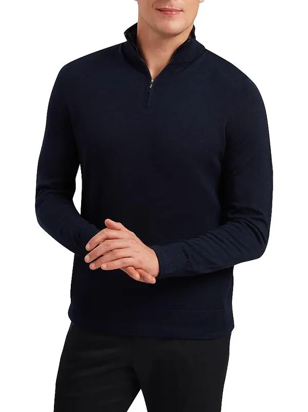Ted Baker London Merino Quarter Zip Sweater - Navy