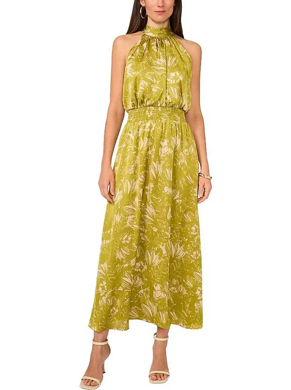 Vince Camuto Printed Halterneck Maxi Dress - Green Oasis