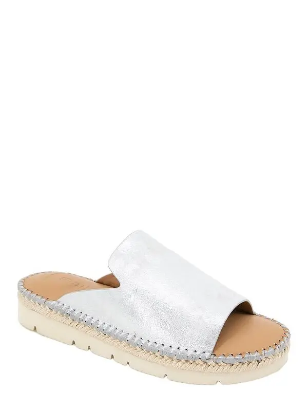 KENNETH COLE Leilani Espadrille Sandals - Silver Leather