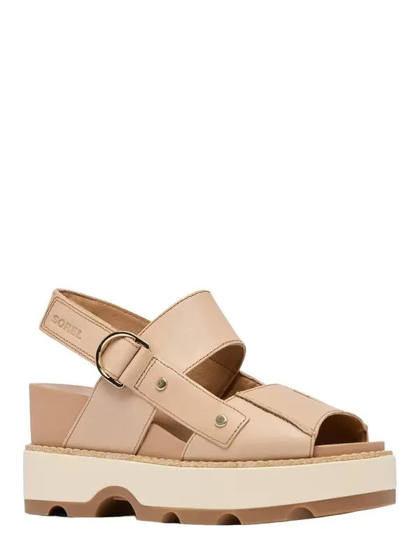 Sorel Joanie Iv Platform Wedge Sandals - Honest Beige/ Gum