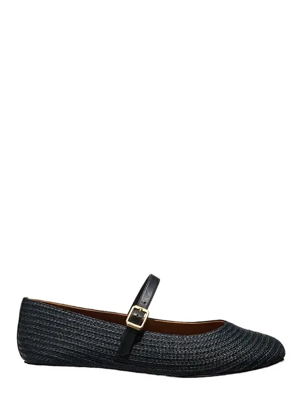 MARGAUX LONNBERG The Demi Jane Flat - Black Raffia