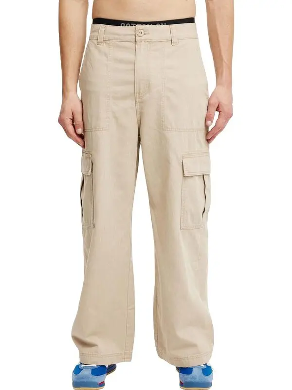 COTTON ON Axel Super Baggy Cargo Pant - Stone