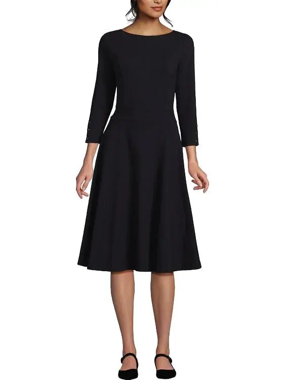 LANDS' END Starfish 3/4 Sleeve Midi Dress - Black