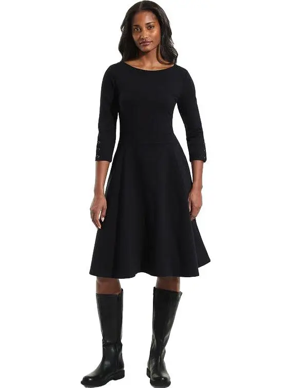LANDS' END Starfish 3/4 Sleeve Midi Dress - Black
