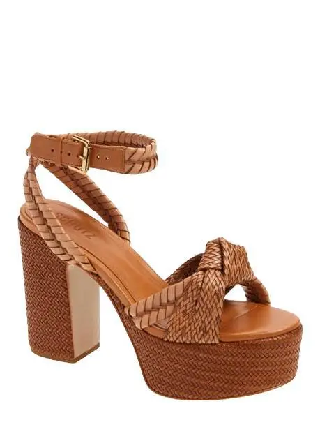 Schutz Khari Woven Platform Sandal - Cuoio Brown