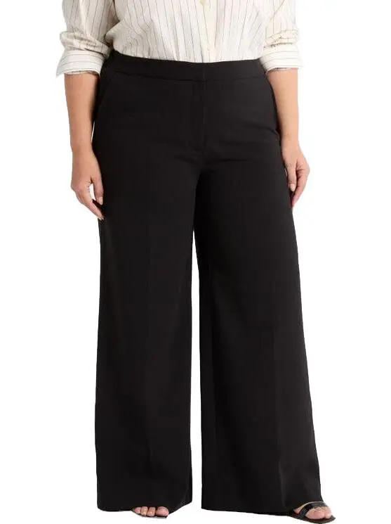 Nordstrom The Lennox Wide Leg Trousers - Black