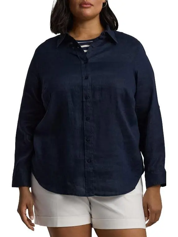 Ralph Lauren Relaxed Fit Linen Roll-tab Sleeve Shirt - Lauren Navy