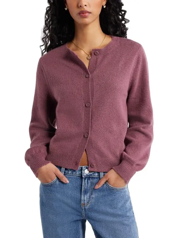 Bp. Crewneck Cotton-blend Cardigan - Burgundy Shade