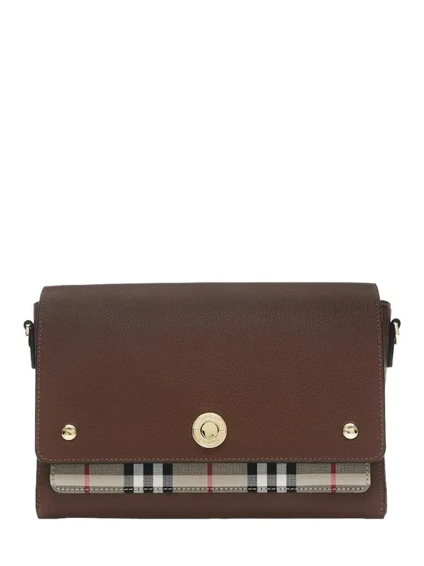 Burberry Vintage Check And Leather Note Crossbody Bag - Tan