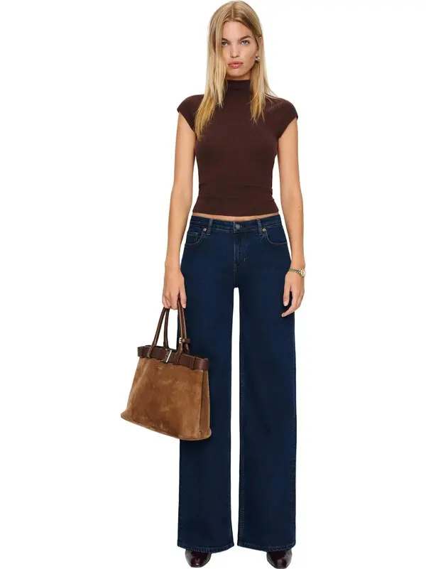 REFORMATION Greta Super Stretch Low Rise Wide Leg Jeans - Blue