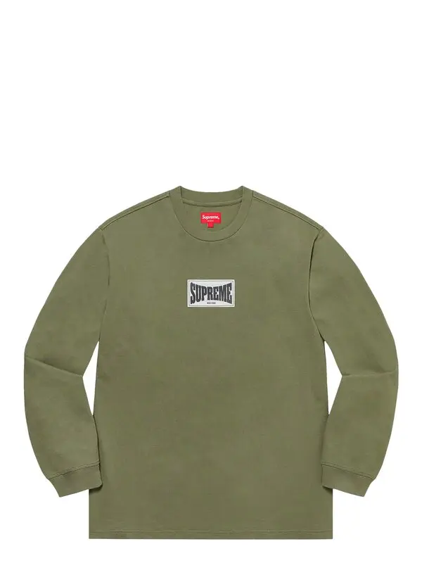 Supreme Woven Label Long-sleeve Top 'olive - Green