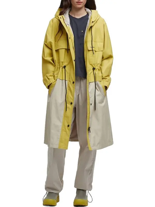 Barbour Evie Showerproof Longline Raincoat - Limeade Light Sand