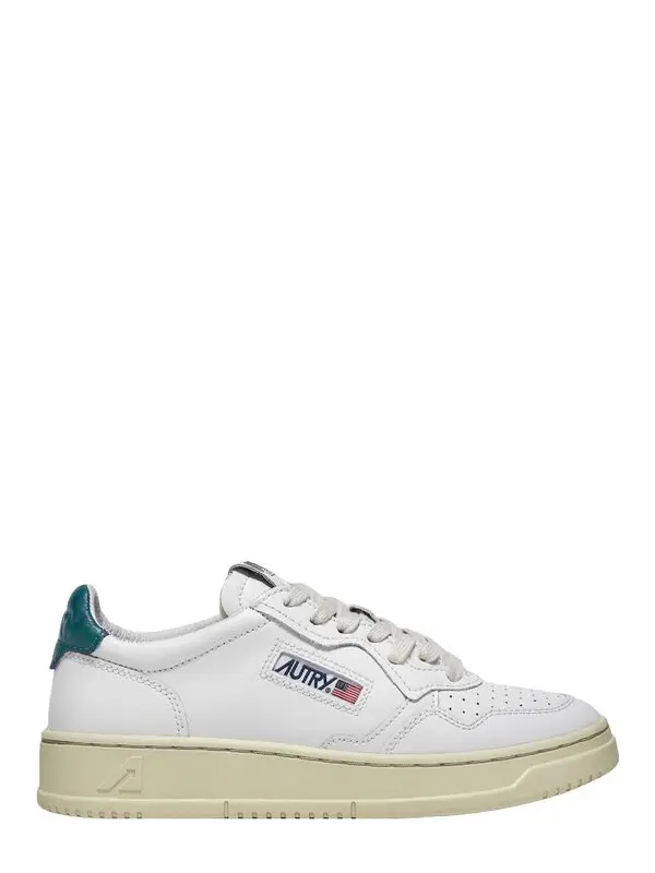 AUTRY Medalist Leather Low Sneakers - White/petrol Blue/cream