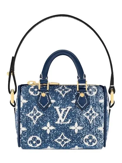 LOUIS VUITTON Micro Speedy Denim Bag Charm - Navy Blue