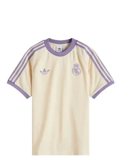 Adidas Real Madrid Cf Og 3 Stripe T-shirt - Wonder White/magic Lilac