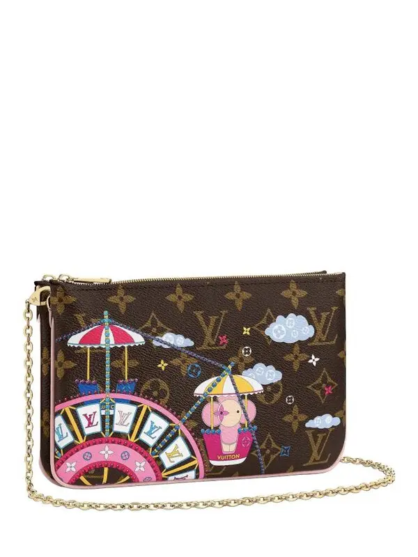LOUIS VUITTON Double Zip Pochette Monogram Vivienne Holiday - Rose Ballerine Pink