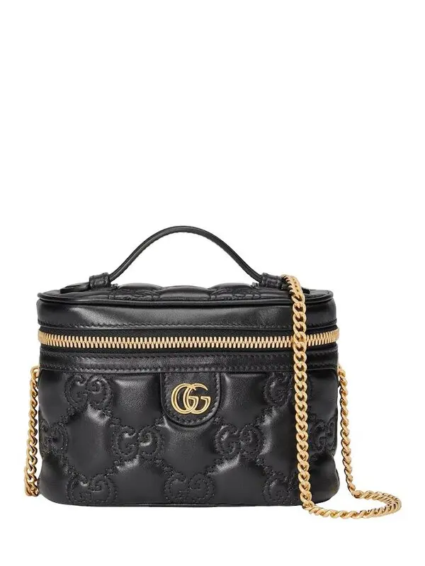 Gucci Gg Matelassé Top Handle Mini Bag - Black