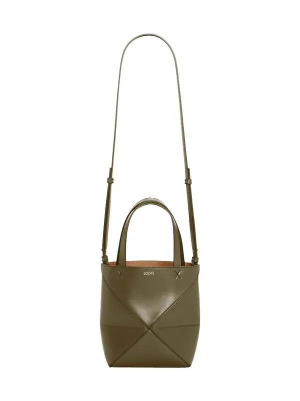 Loewe Mini Puzzle Fold Tote - Dark Khaki Green