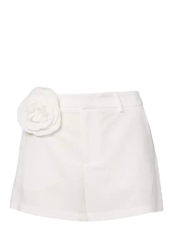Blumarine Floral-appliqué Gabardine Shorts - White
