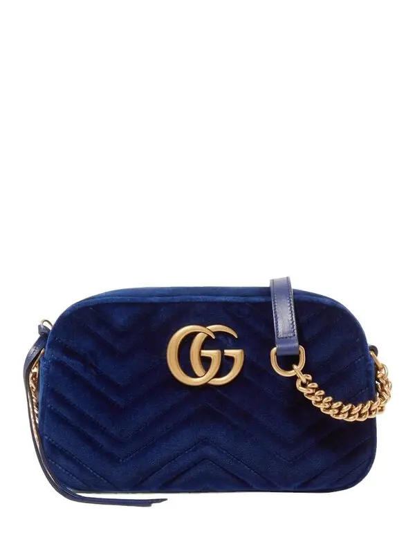 Gucci Gg Marmont Crossbody Matelasse Velvet Small - Cobalt Blue