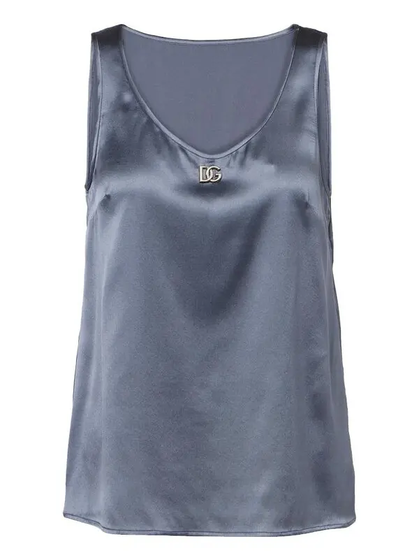 Dolce & Gabbana Silk-blend Top - Grey