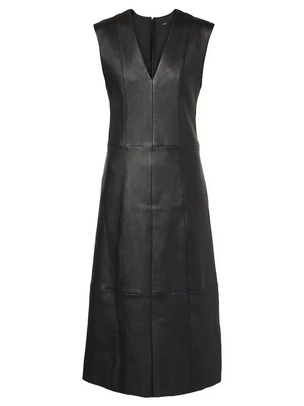 JOSEPH Kosma Leather Midi Dress - Black