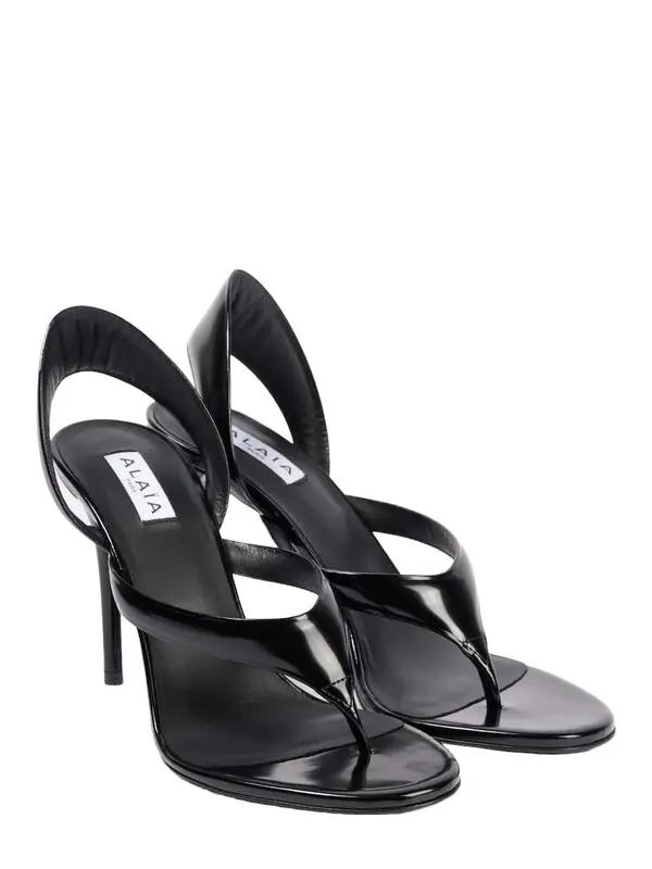Alaïa Infradito Leather Thong Sandals - Black
