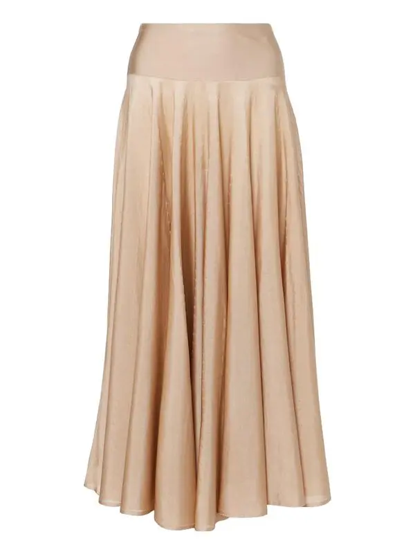 Alaïa Pleated Maxi Skirt - Beige