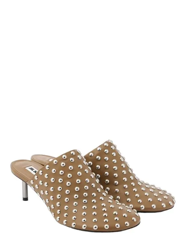 JIL SANDER Studded Leather Mules - Green