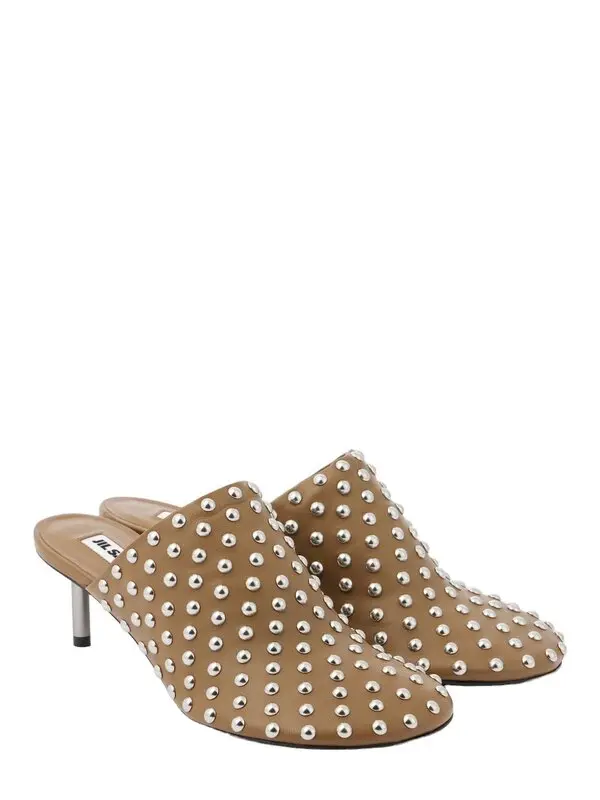 JIL SANDER Studded Leather Mules - Green