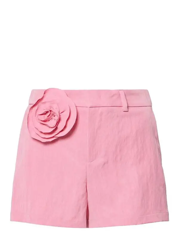 Blumarine Floral-appliqué Gabardine Shorts - Pink