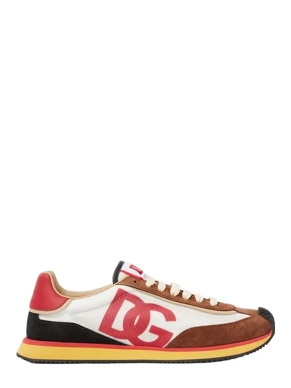 Dolce & Gabbana Dg Runner Suede-trimmed Sneakers - Brown