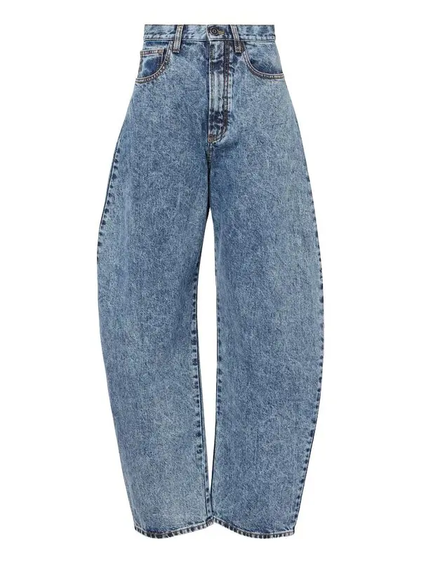 Alaïa High-rise Barrel-leg Jeans - Blue