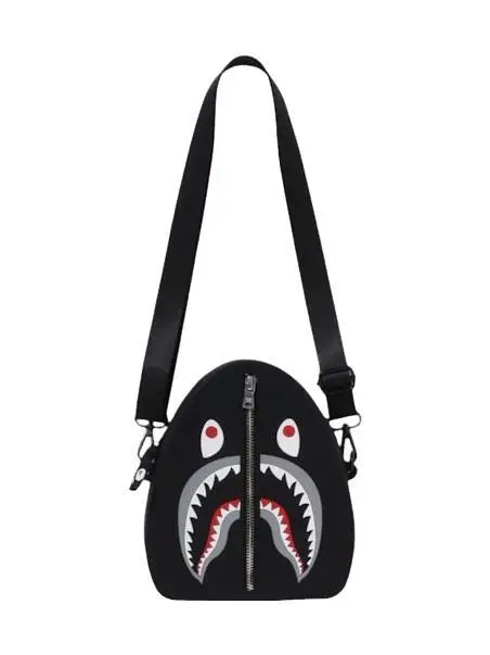 A BATHING APE Shark Silicon Shoulder Bag - Black