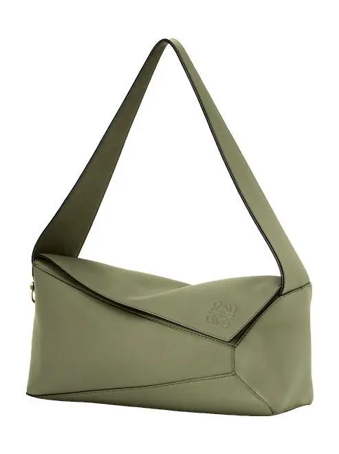 Loewe Puzzle Hobo Bag In Nappa Calfskin - Avocado Green