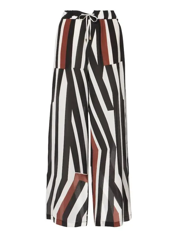 Max Mara Tropea Striped Silk Wide-leg Pants - Multicoloured