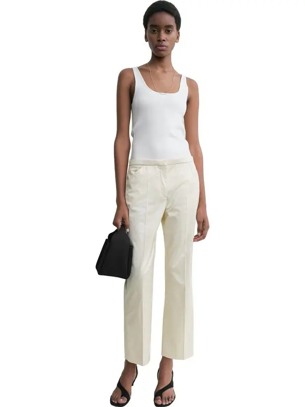 TOTEME Cropped Straight Trousers - Ecru