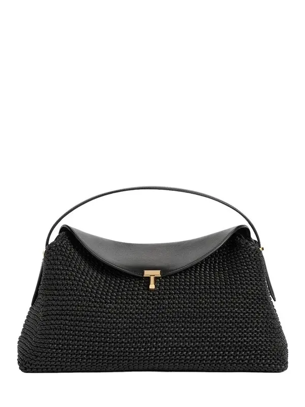 TOTEME T-lock Woven-leather Top Handle - Black
