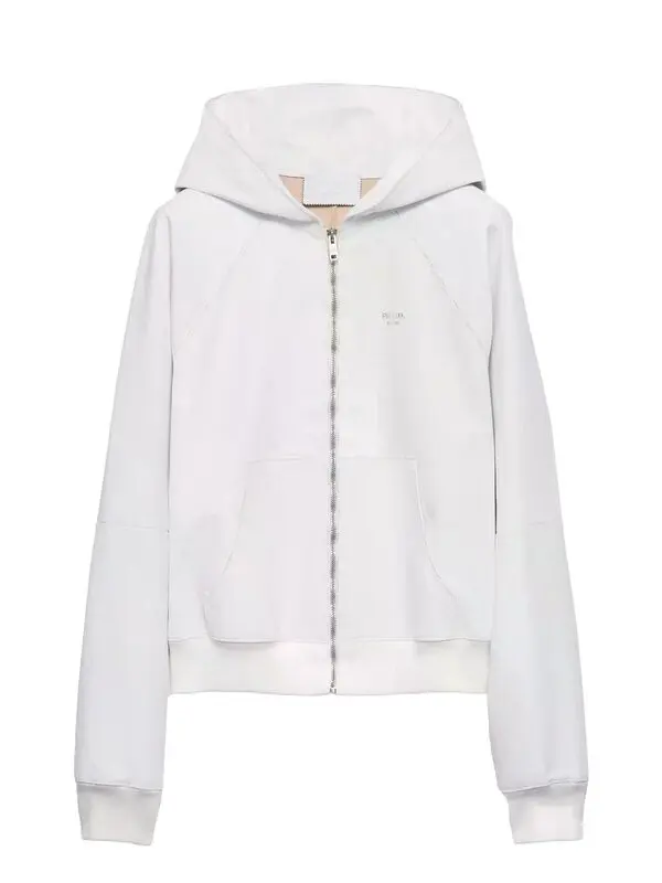 Prada Leather Zip-up Hoodie - White