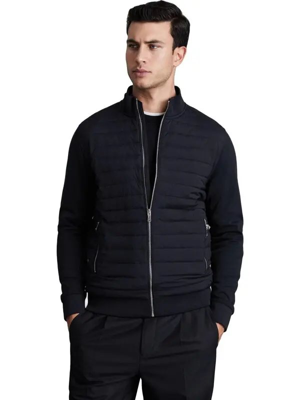 REISS Flintoff Hybrid Zip-through Jacket - Navy