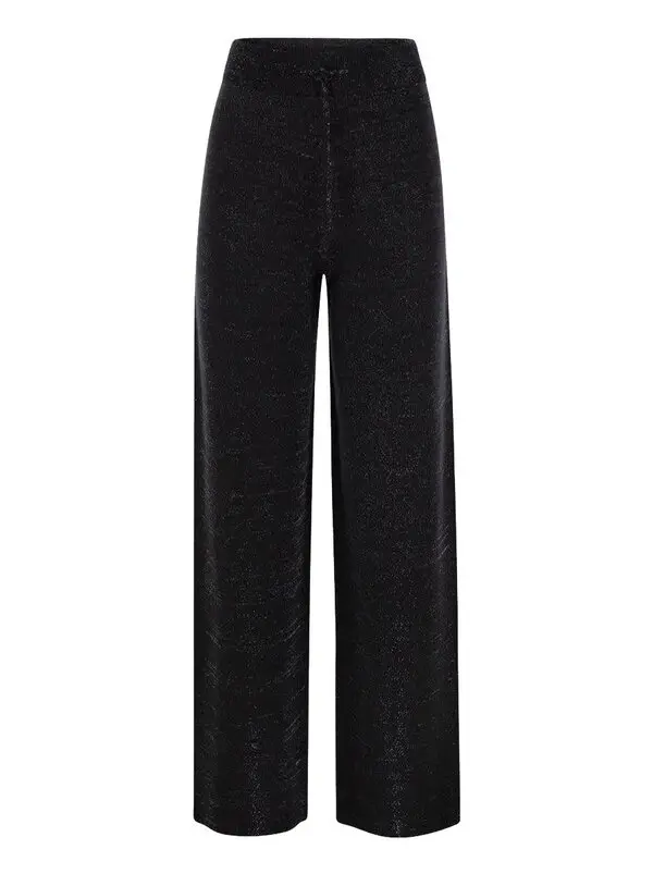 Fabiana Filippi Wide Trousers In Organic Cotton And Lurex - Black