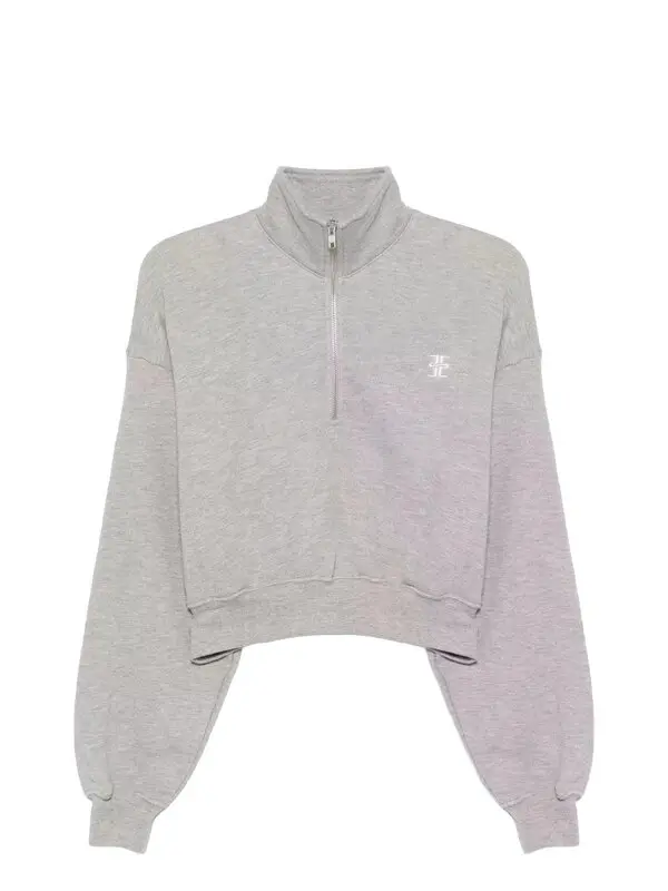 Eterne Cropped Half-zip Sweatshirt - Grey