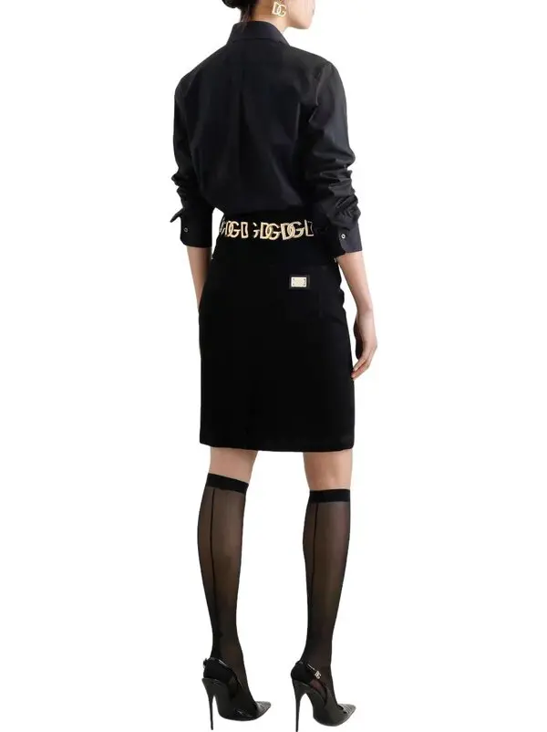 Dolce & Gabbana Midi Denim Skirt - Black