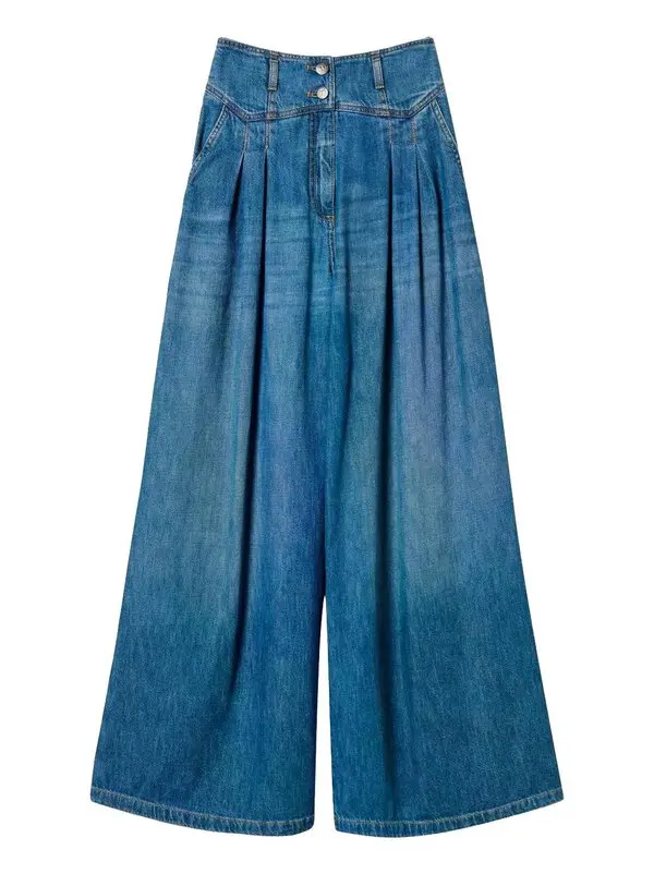 TWINSET Pleated Wide-leg Jeans - Blue