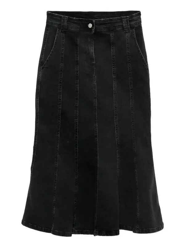 TWINSET Pleated Denim Skirt - Black
