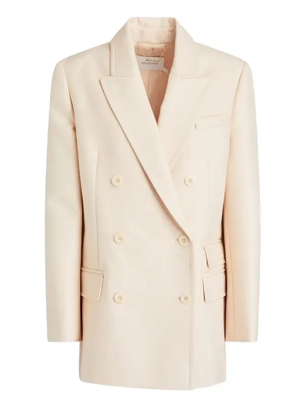 Zimmermann Double-breasted Wool-blend Blazer - Ivory
