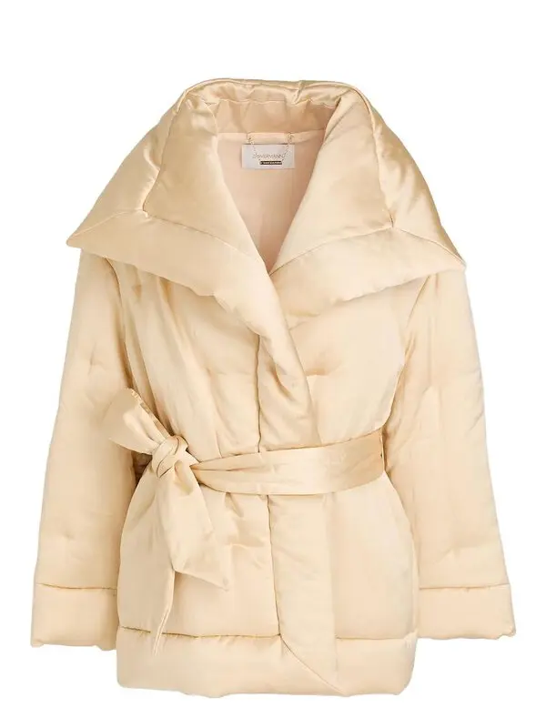 Zimmermann Padded Satin Wrap Jacket - Cream