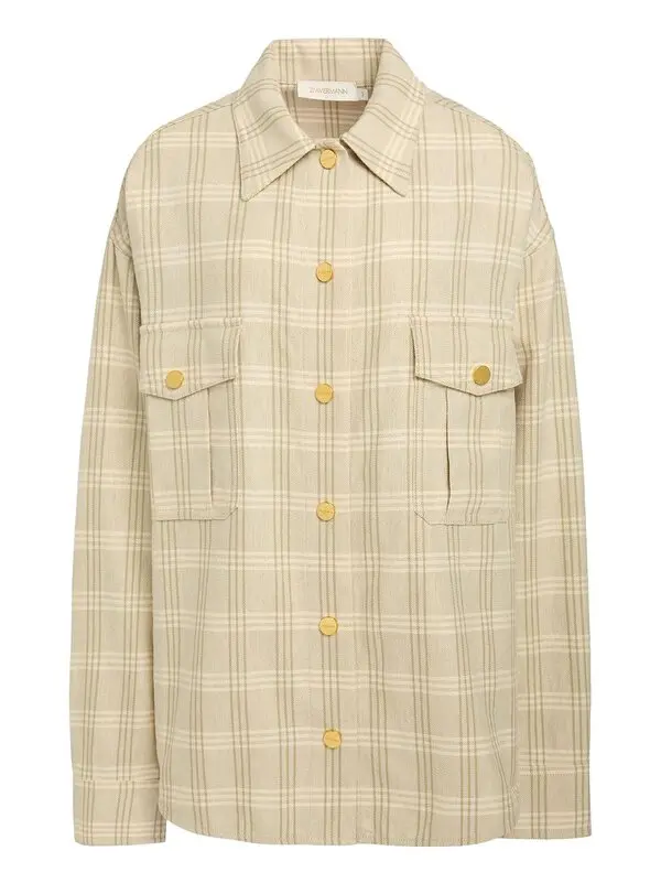 Zimmermann Oversized Checked Cotton And Linen-blend Shirt - Sage Green